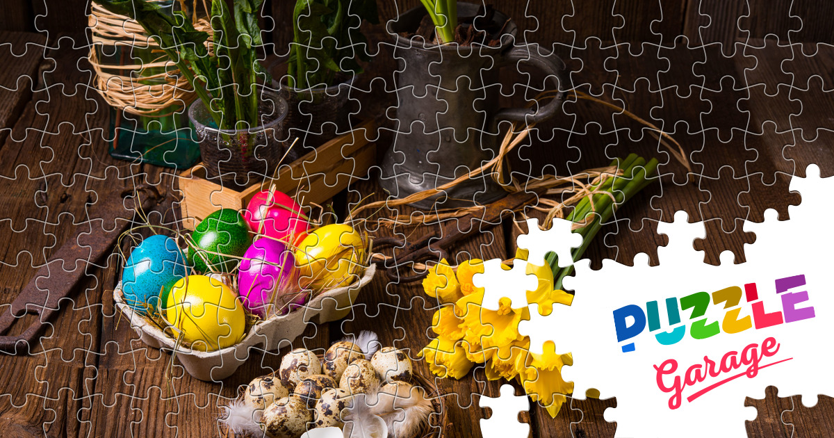Easter eggs on the table Jigsaw Puzzle (Holidays, Easter) | Puzzle Garage