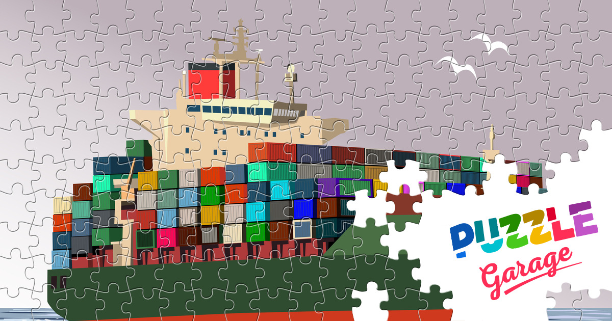 Container ship Jigsaw Puzzle (For children, Cartoon Illustrations ...