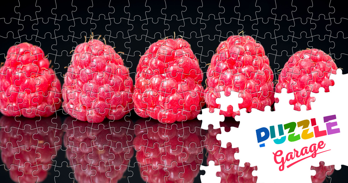 Ripe raspberries on a black background Jigsaw Puzzle (Plants, Berries ...