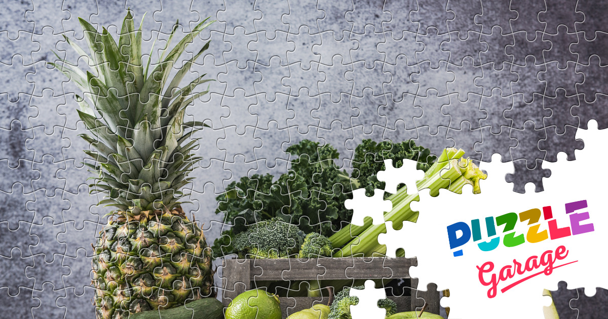 Fruits and vegetables on a gray background Jigsaw Puzzle (Plants ...