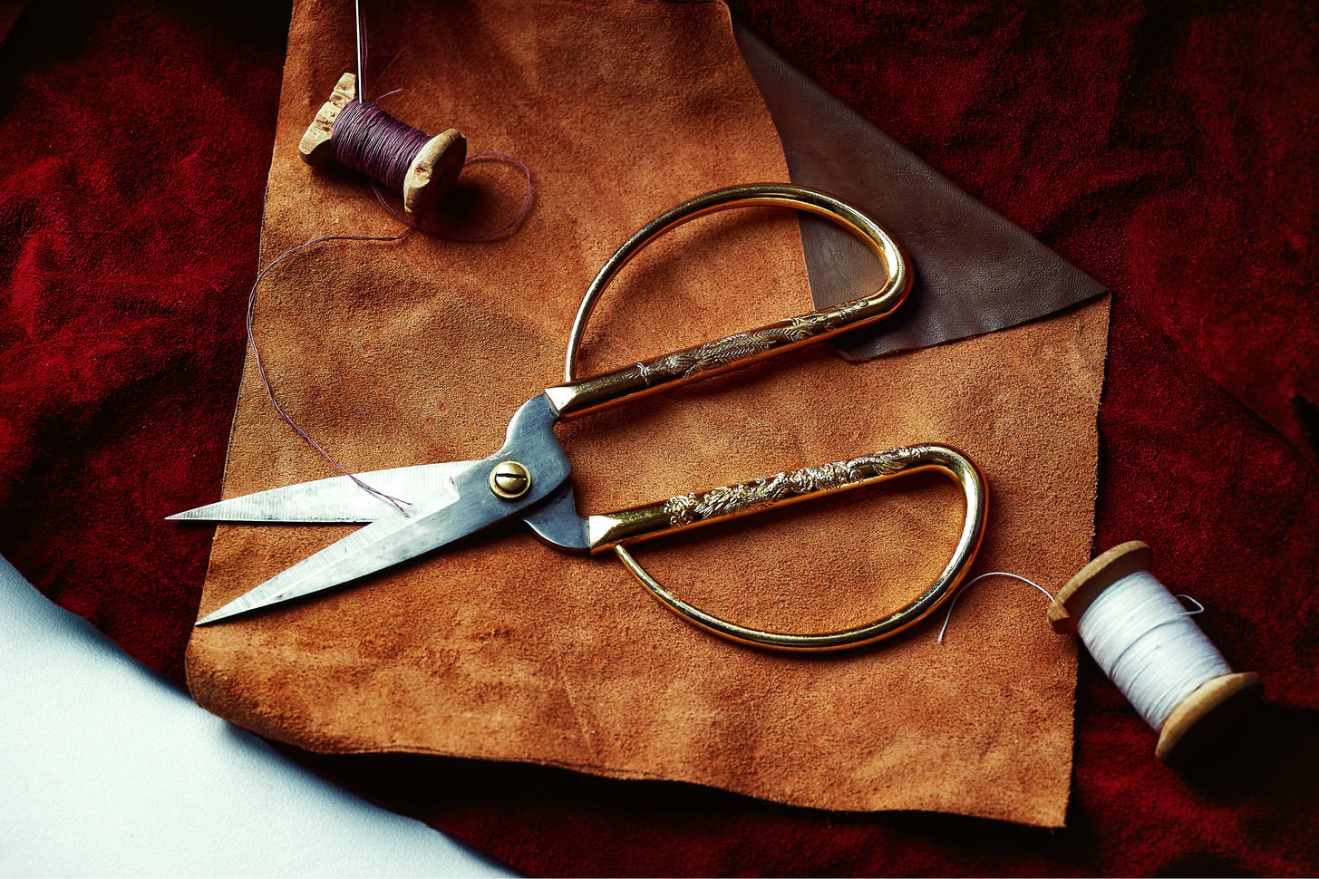 Scissors and threads on leather flaps Jigsaw Puzzle (Home, Needlework ...