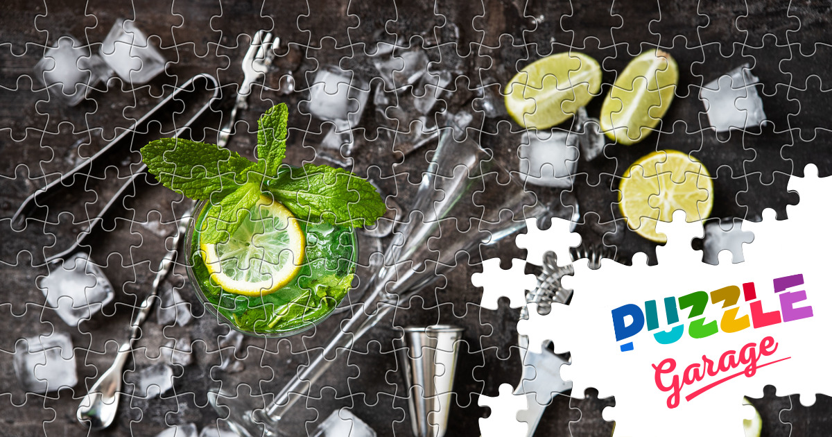 Mojito with mint and bar accessories Jigsaw Puzzle (Home, Food ...