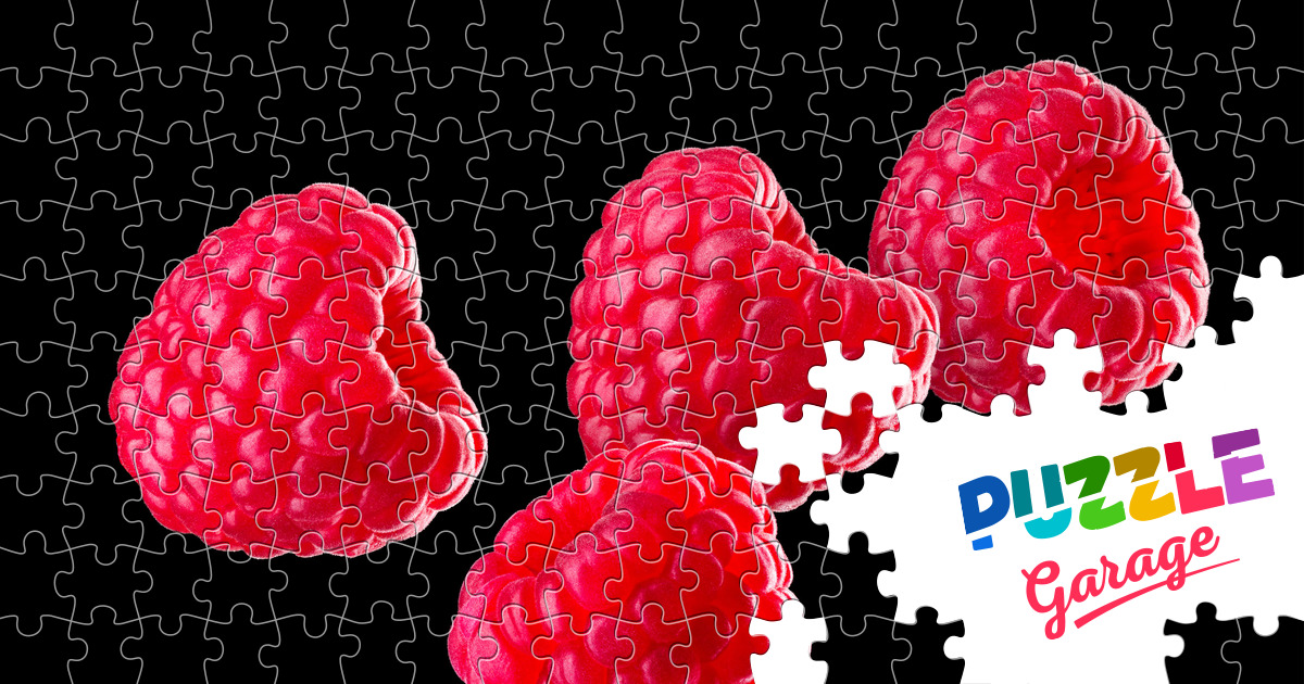 Raspberries on a black background Jigsaw Puzzle (Plants, Berries ...