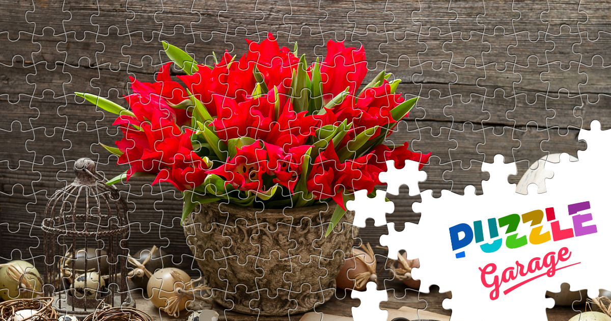 Tulips in a flowerpot Jigsaw Puzzle (Plants, Flowers) | Puzzle Garage
