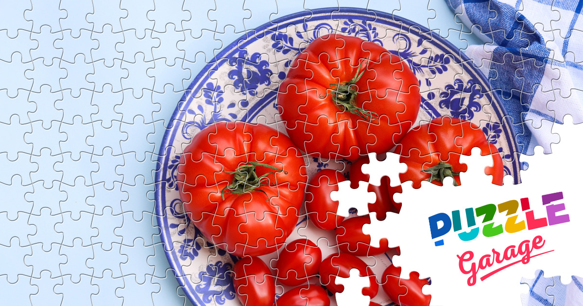 Tomatoes on a plate Jigsaw Puzzle (Plants, Vegetables) | Puzzle Garage