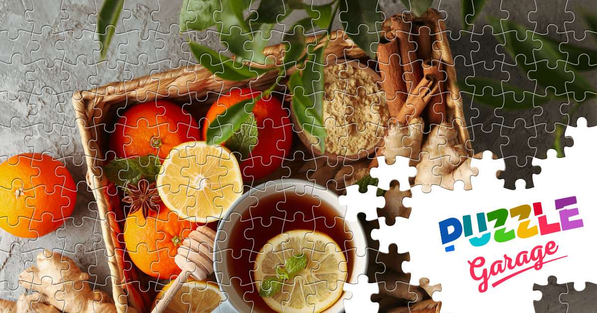 A basket of tea, ginger and oranges Jigsaw Puzzle (Home, Food) | Puzzle ...