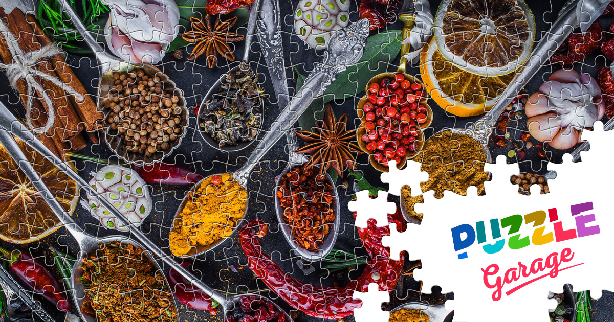 Colorful spices in spoons Jigsaw Puzzle (Home, Food) | Puzzle Garage
