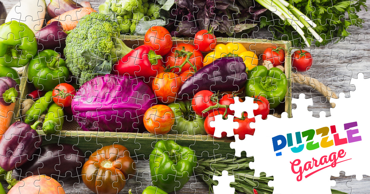 Vegetables in a wooden tray Jigsaw Puzzle (Plants, Vegetables) | Puzzle ...