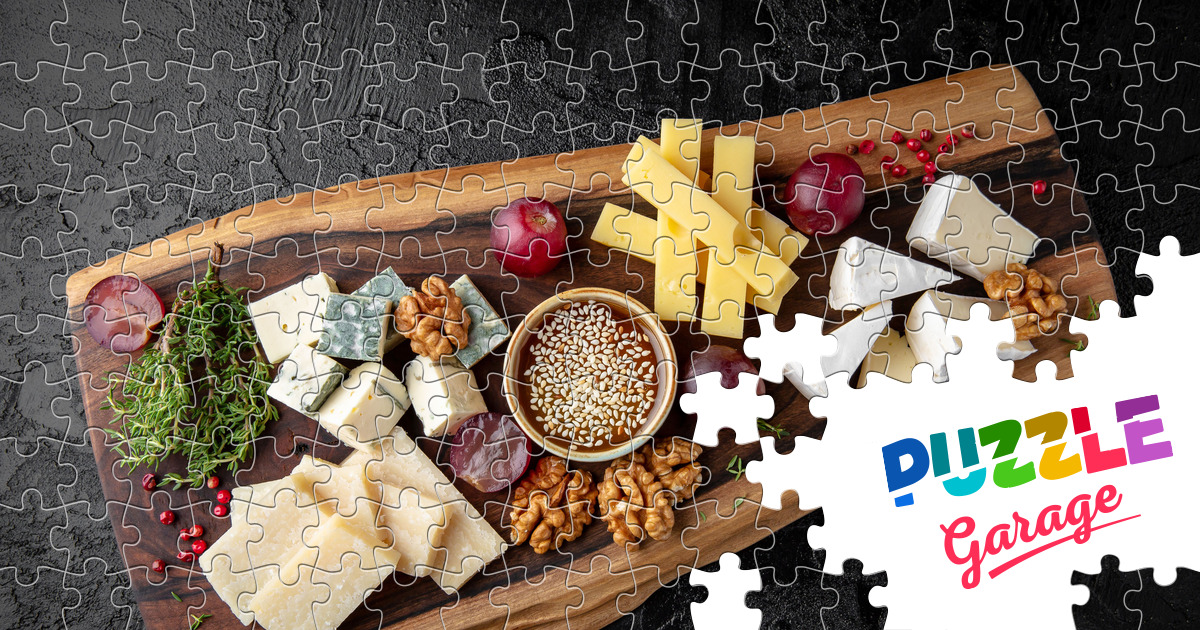 Cheese and nuts on a board Jigsaw Puzzle (Home, Food) | Puzzle Garage