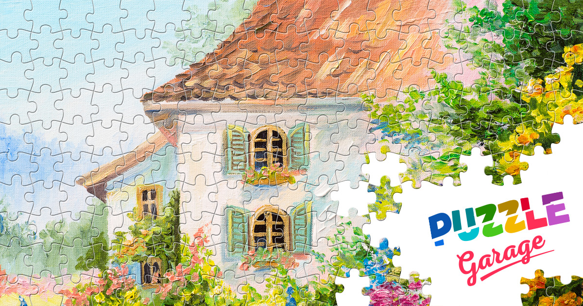 House in a flower garden Jigsaw Puzzle (Art, Painting) | Puzzle Garage