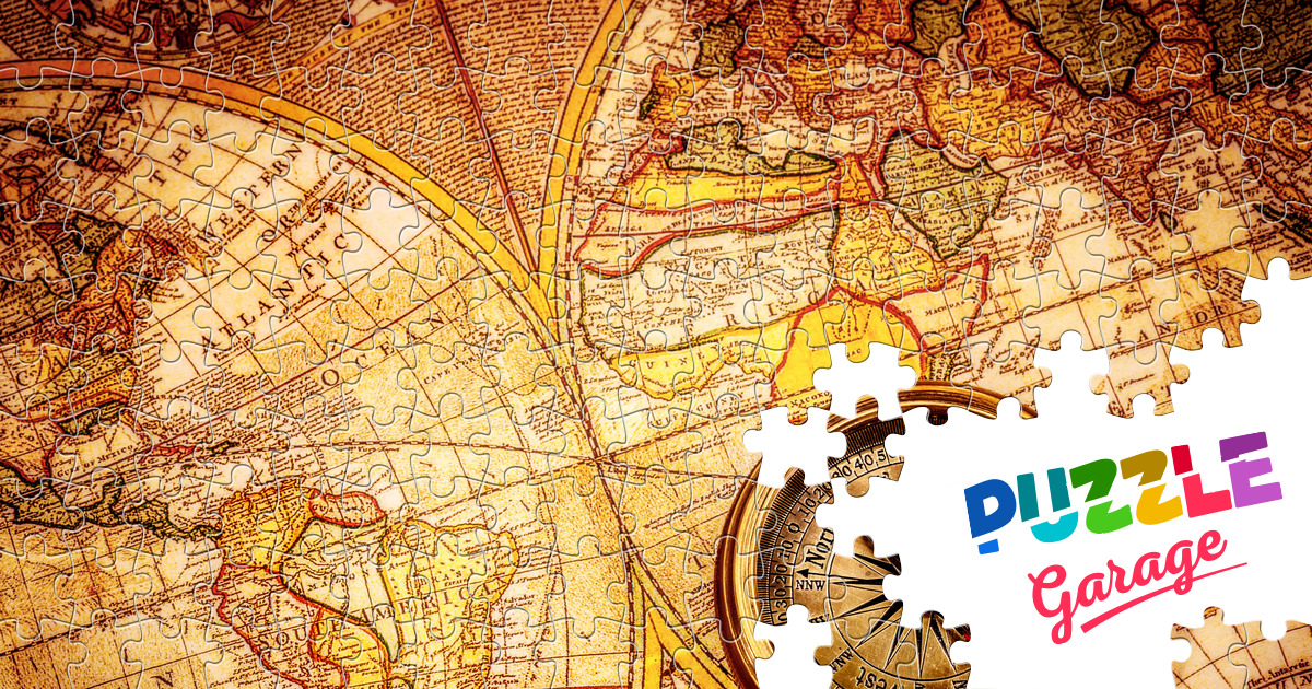 Compass on the map of the ancient world Jigsaw Puzzle (History, Maps ...