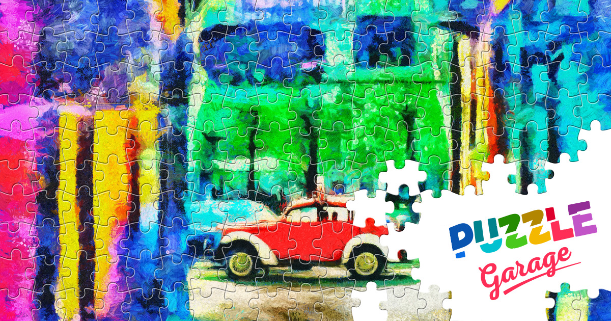 Red car in oil painting Jigsaw Puzzle (Art, Painting) | Puzzle Garage