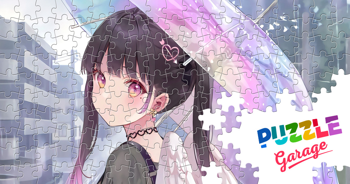 Anime girl under umbrella Jigsaw Puzzle (Other, Aerial view) | Puzzle ...