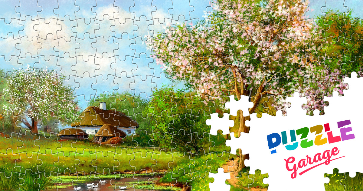 Spring in the village Jigsaw Puzzle (Art, Painting) | Puzzle Garage