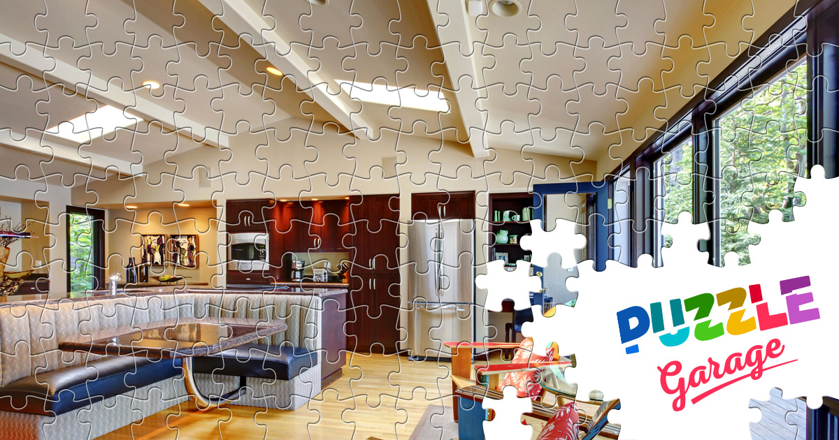 Living room and kitchen interior Jigsaw Puzzle (Home, Interiors ...