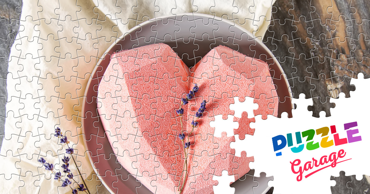 Pink Heart Shaped Cake Jigsaw Puzzle (Holidays, Valentine's Day ...