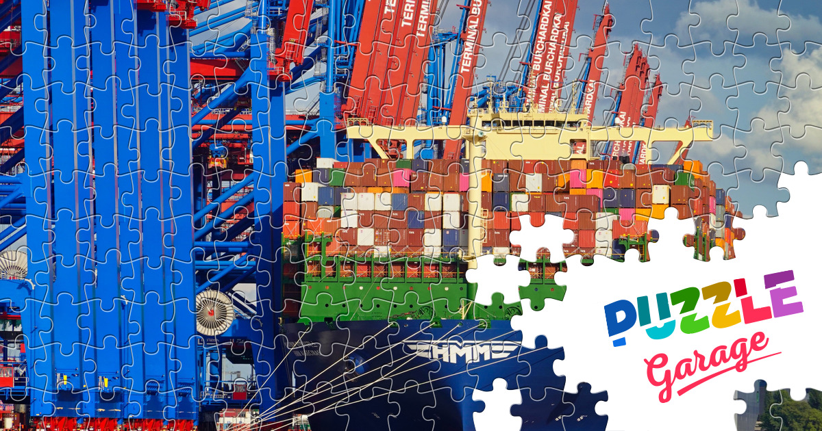 Container Ship In The Port Jigsaw Puzzle Technics Ships Puzzle Garage