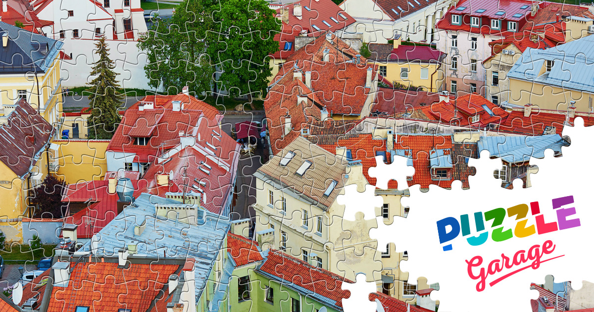 Rooftops in Vilnius Old Town Jigsaw Puzzle (Countries, Lithuania ...