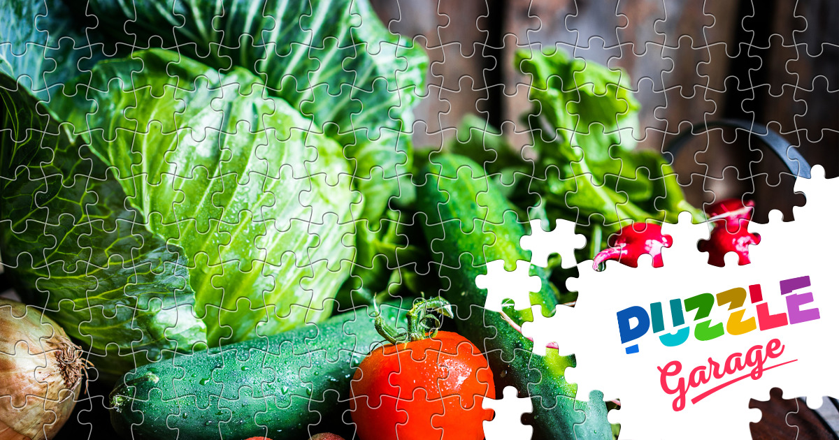 Fresh vegetables on a wooden tray Jigsaw Puzzle (Plants, Vegetables ...