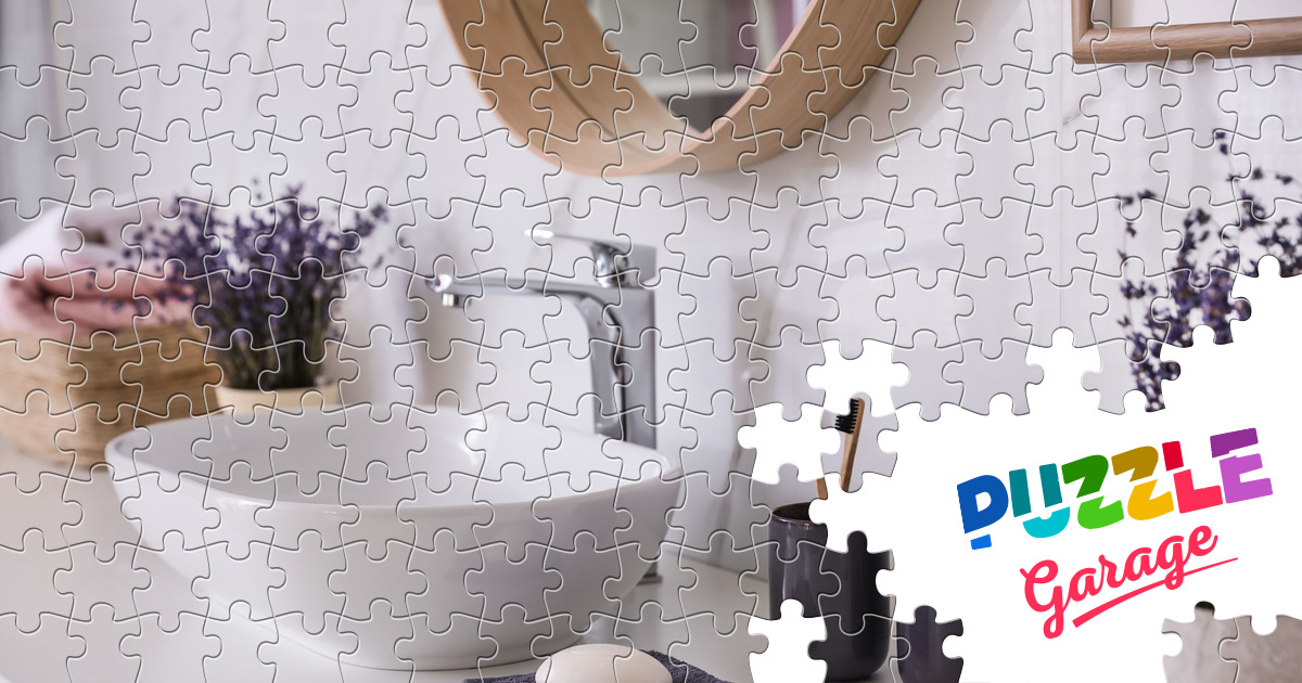 Accessories and flowers in the bathroom Jigsaw Puzzle (Home, Interiors ...