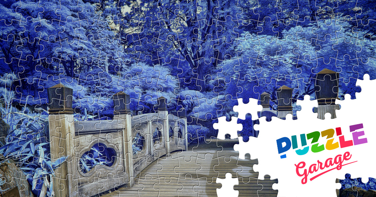 Bridge in the blue forest Jigsaw Puzzle (Architecture, Bridges ...
