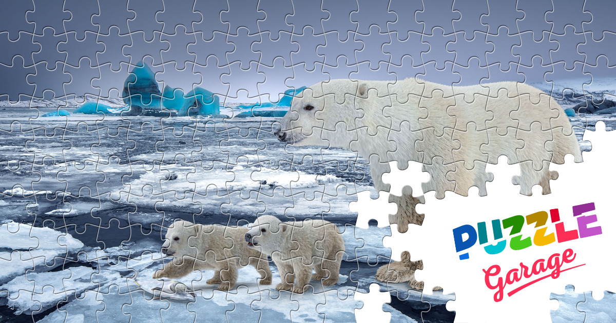 Polar she-bear with cubs Jigsaw Puzzle (Animals, Mammals) | Puzzle Garage