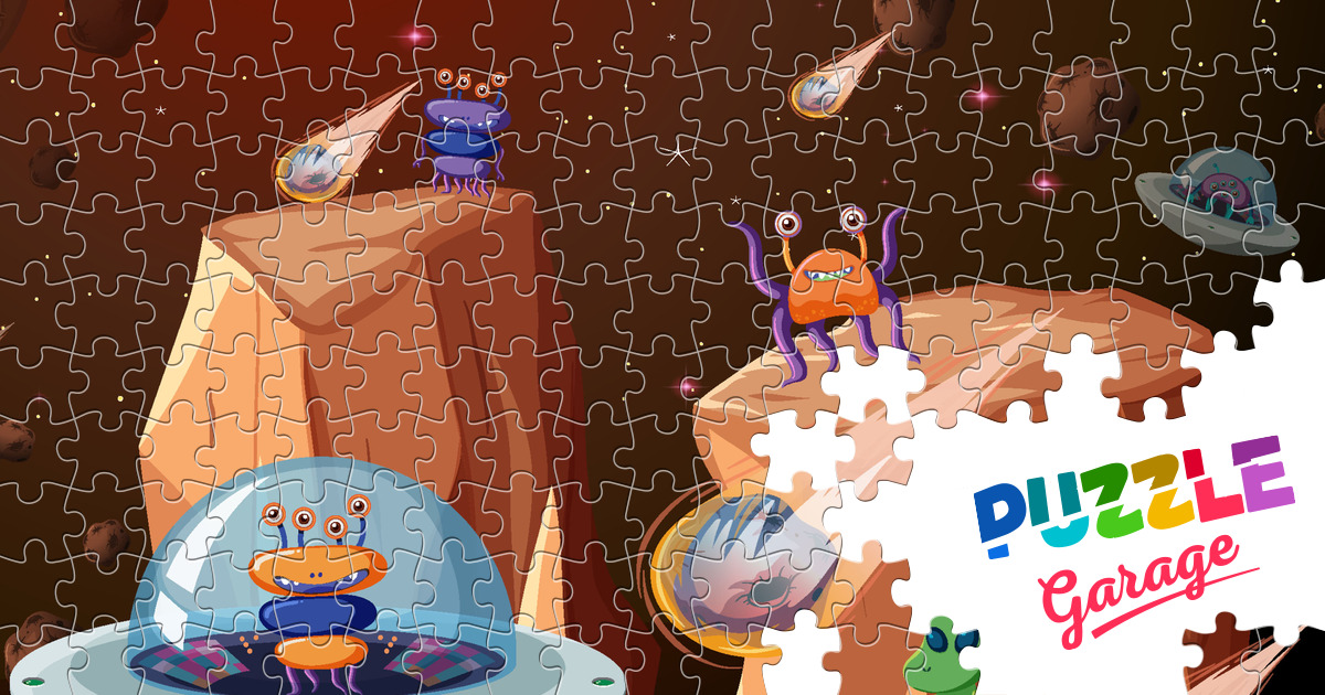 Aliens on the planet Jigsaw Puzzle (For children, Cartoon Illustrations ...