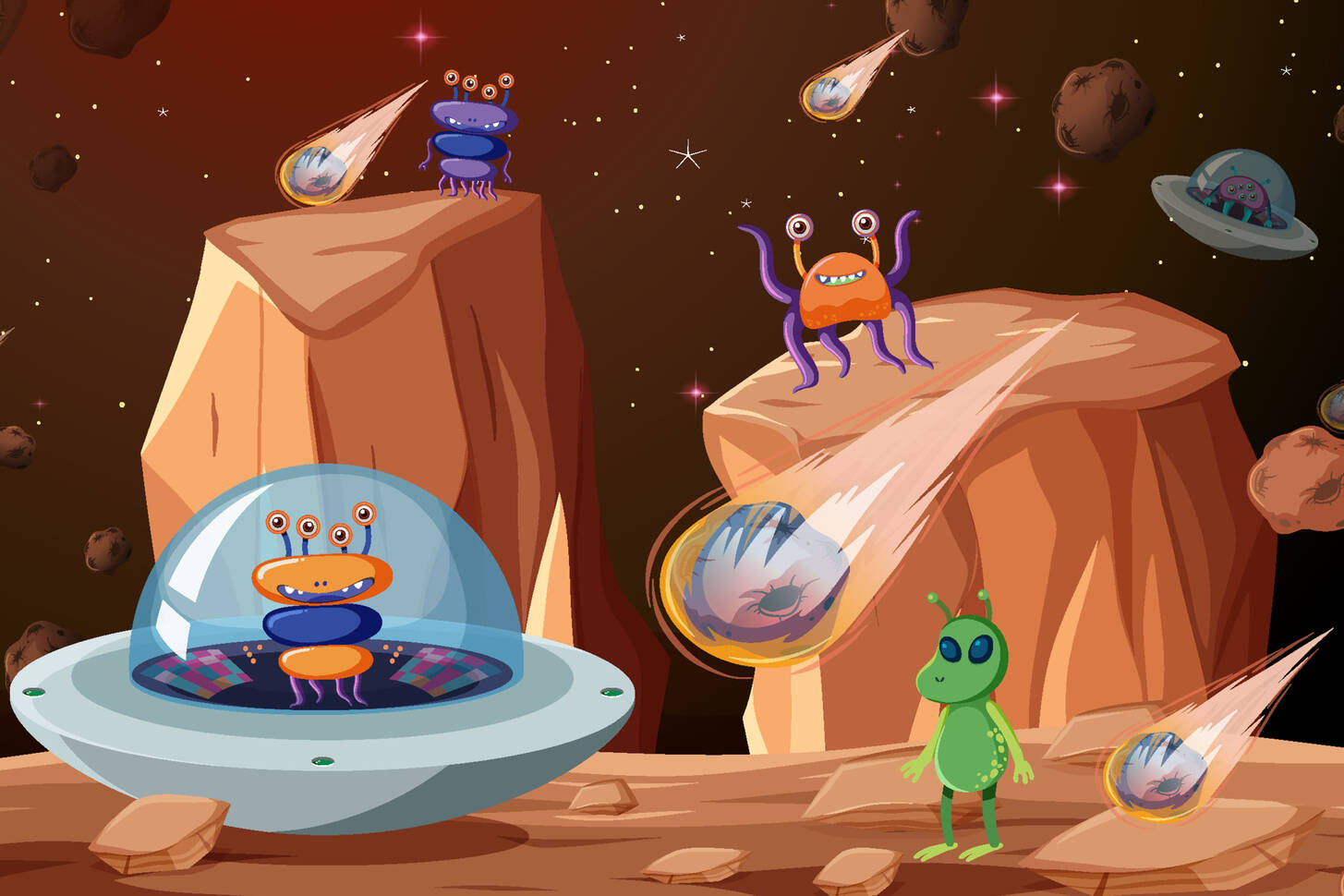 Aliens on the planet Jigsaw Puzzle (For children, Cartoon Illustrations ...