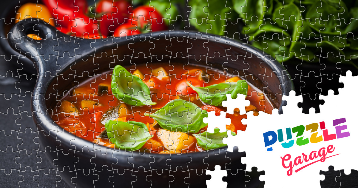 Minestrone soup with basil Jigsaw Puzzle (Home, Food) | Puzzle Garage