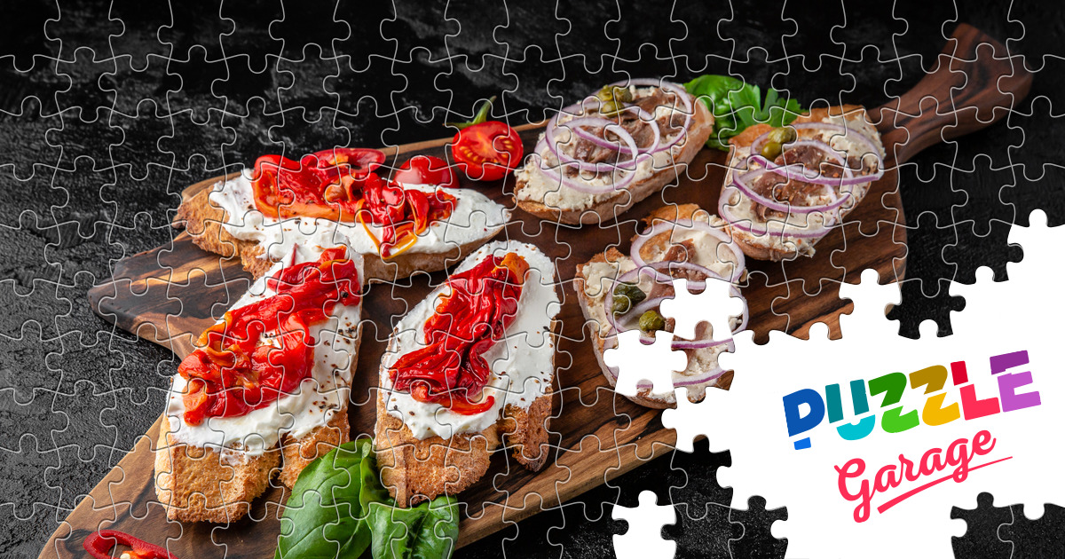 Bruschetta with pepper and fish Jigsaw Puzzle (Home, Food) | Puzzle Garage