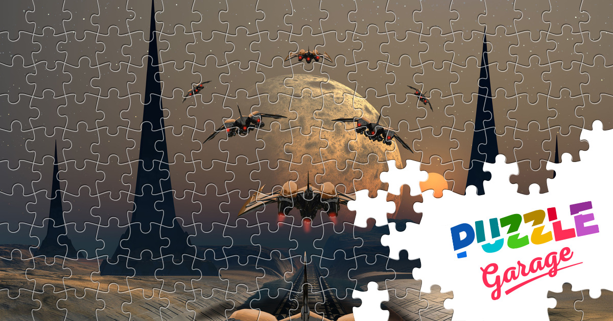 Alien ships on the planet Jigsaw Puzzle (Space, Sci-Fi) | Puzzle Garage