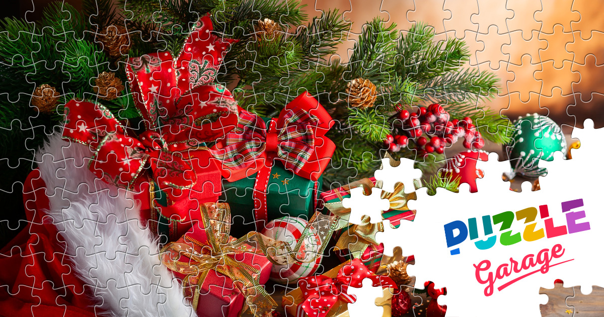 Gifts in Santa Claus hat Jigsaw Puzzle (Holidays, Christmas) | Puzzle ...