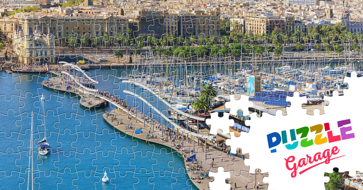 View of the embankment and port of Barcelona Jigsaw Puzzle (Countries ...
