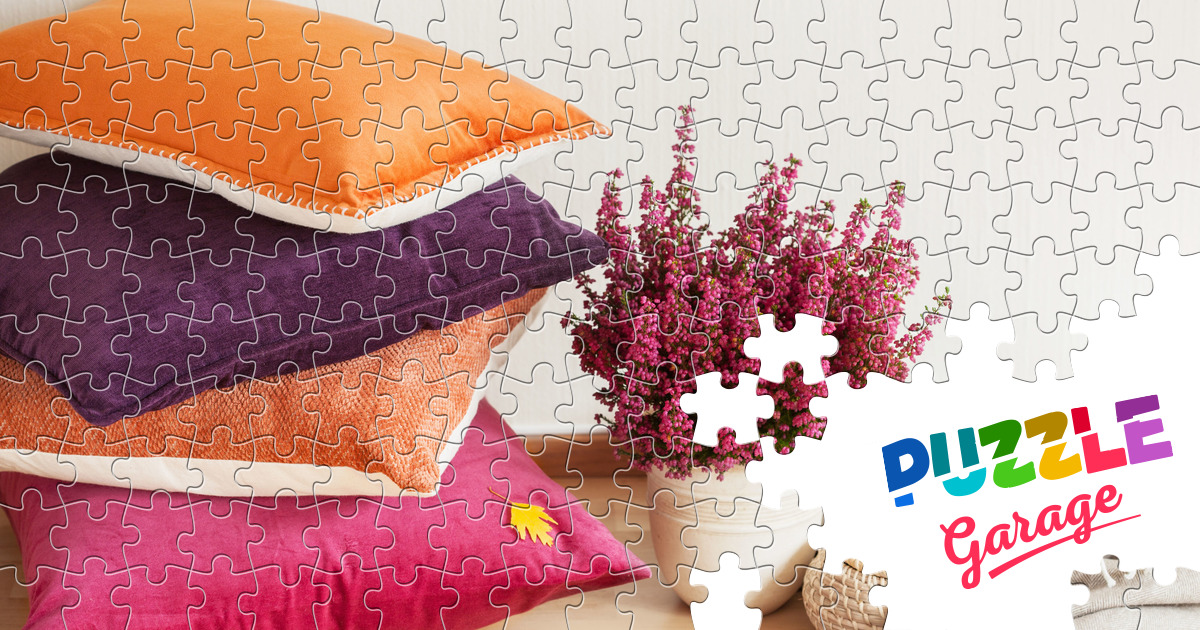 Colorful pillows and a flowerpot with lavender Jigsaw Puzzle (Home ...
