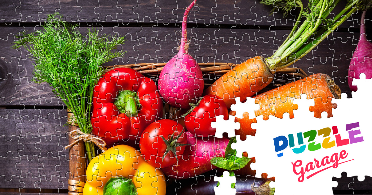 Vegetables in a wicker basket Jigsaw Puzzle (Plants, Vegetables ...