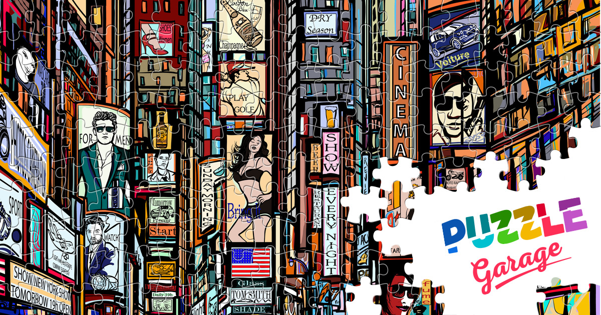 Times Square in New York Jigsaw Puzzle (Art, Painting) | Puzzle Garage