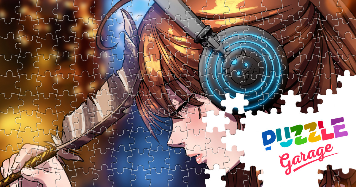 Anime girl with feather Jigsaw Puzzle (Art, Anime) | Puzzle Garage