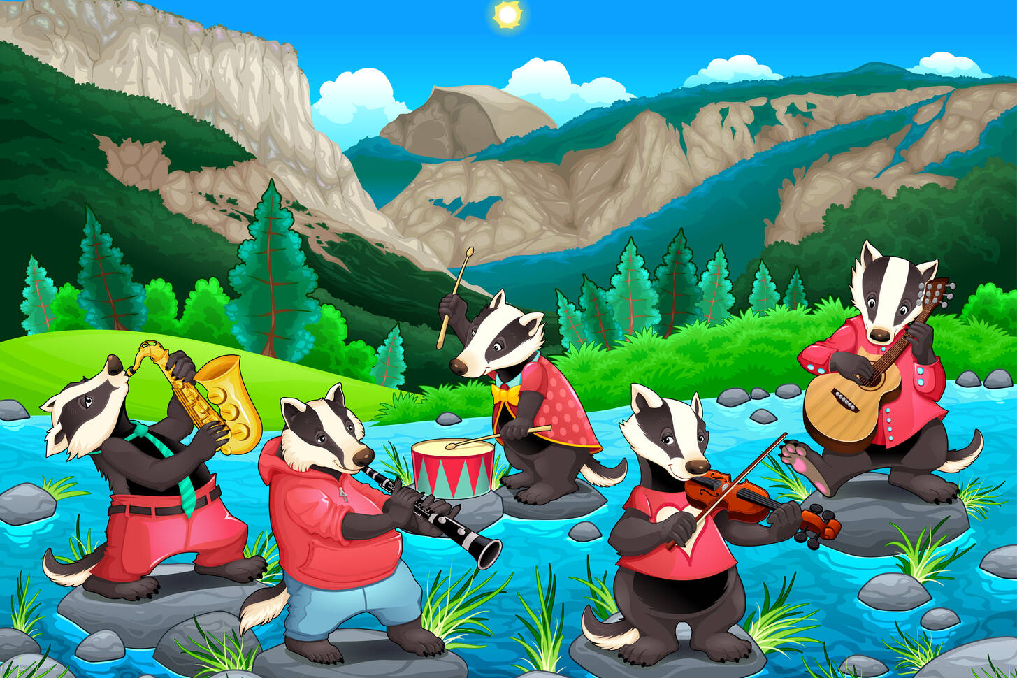 Badger musicians Jigsaw Puzzle (For children, Cartoon Illustrations ...