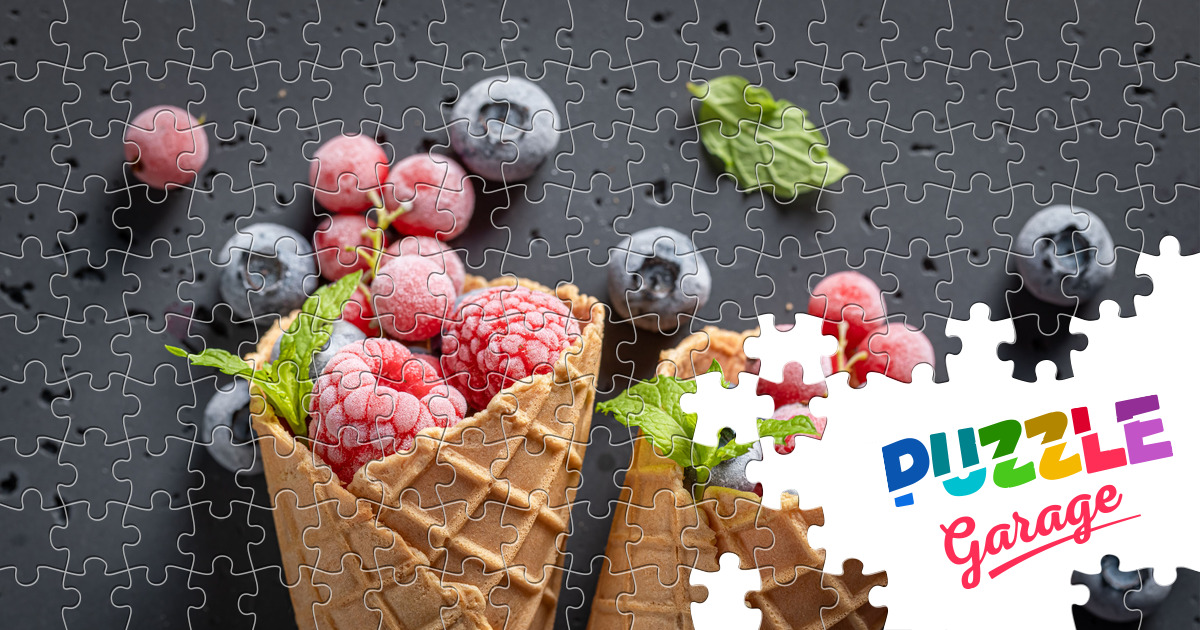 Frozen berries in a waffle cone Jigsaw Puzzle (Plants, Berries ...