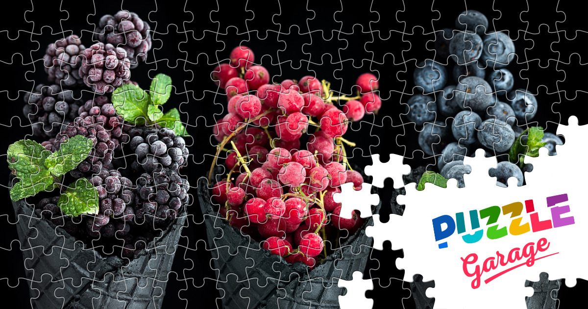 Frozen berries on a black background Jigsaw Puzzle (Plants, Berries ...