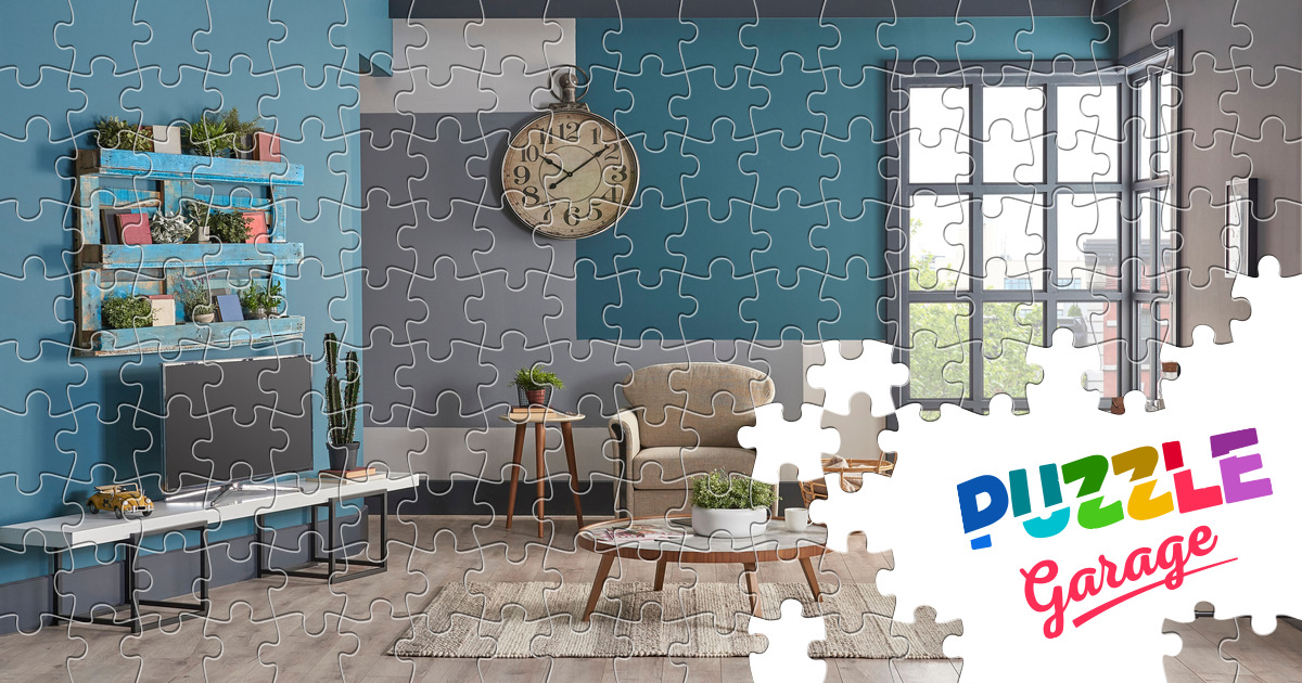 Modern room in blue Jigsaw Puzzle (Home, Interiors) | Puzzle Garage