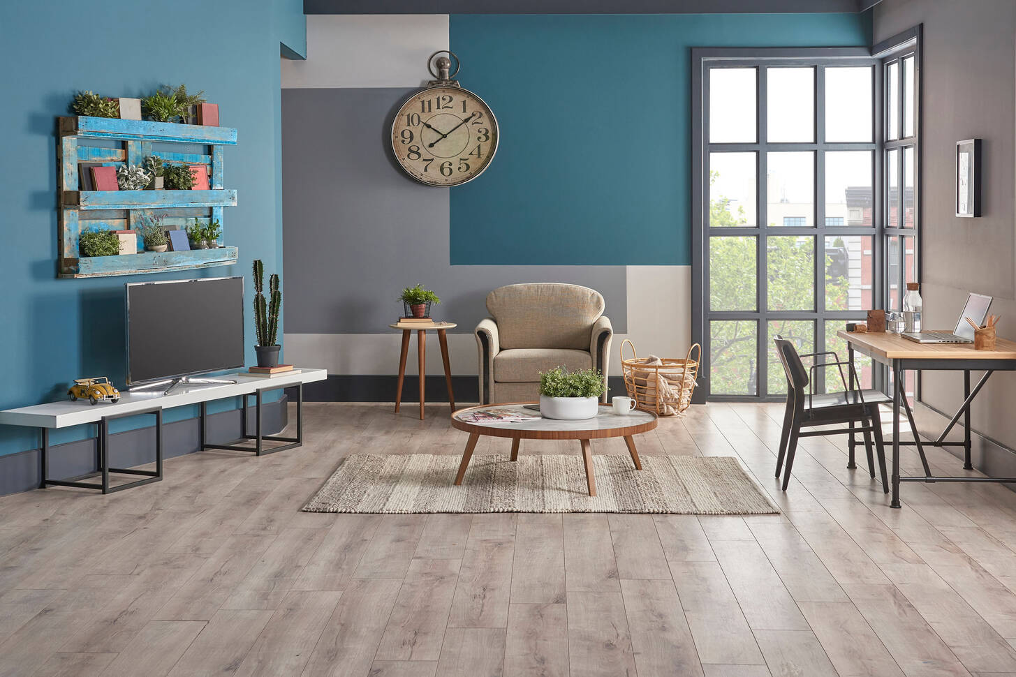 Modern room in blue Jigsaw Puzzle (Home, Interiors) | Puzzle Garage