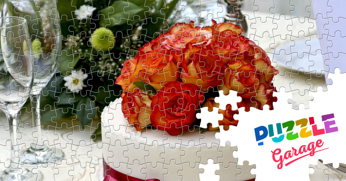 Tort cu trandafiri Puzzle-uri (Plante, Flori) | Puzzle Garage