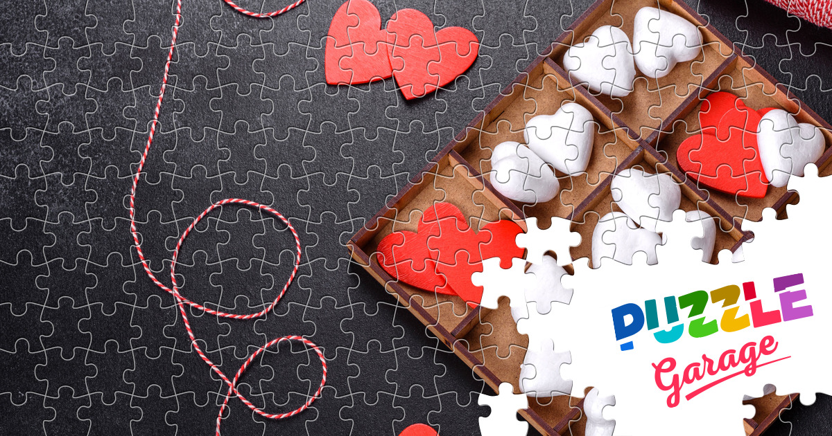 White and red hearts in a box Jigsaw Puzzle (Holidays, Valentine's Day ...
