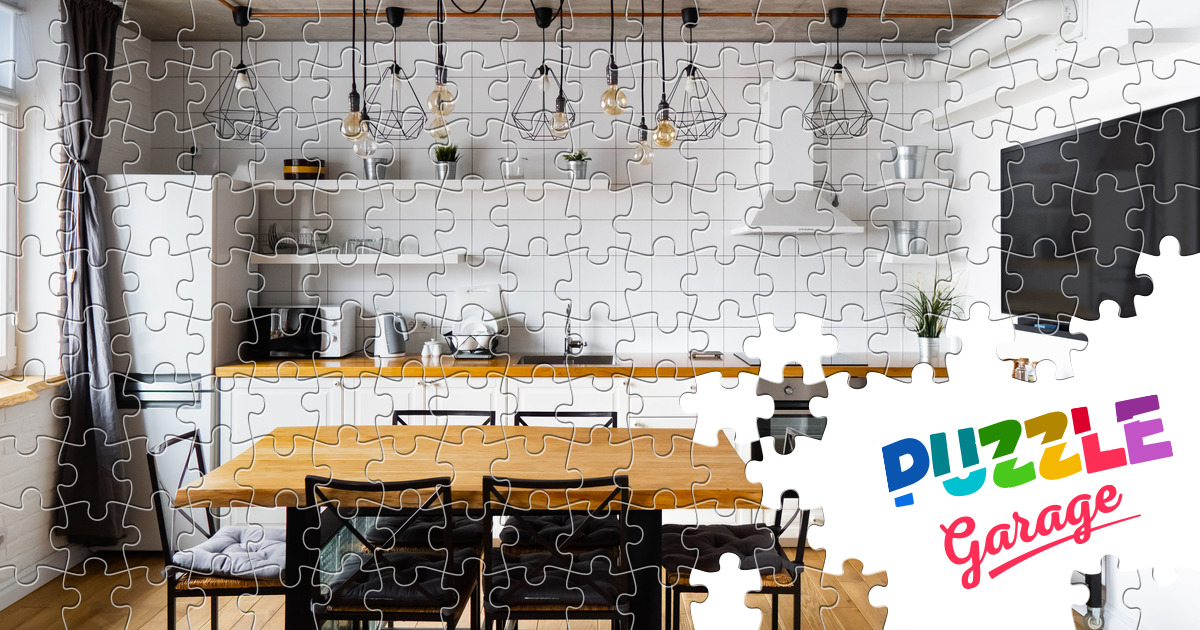 Modern kitchen-dining room Jigsaw Puzzle (Home, Interiors) | Puzzle Garage