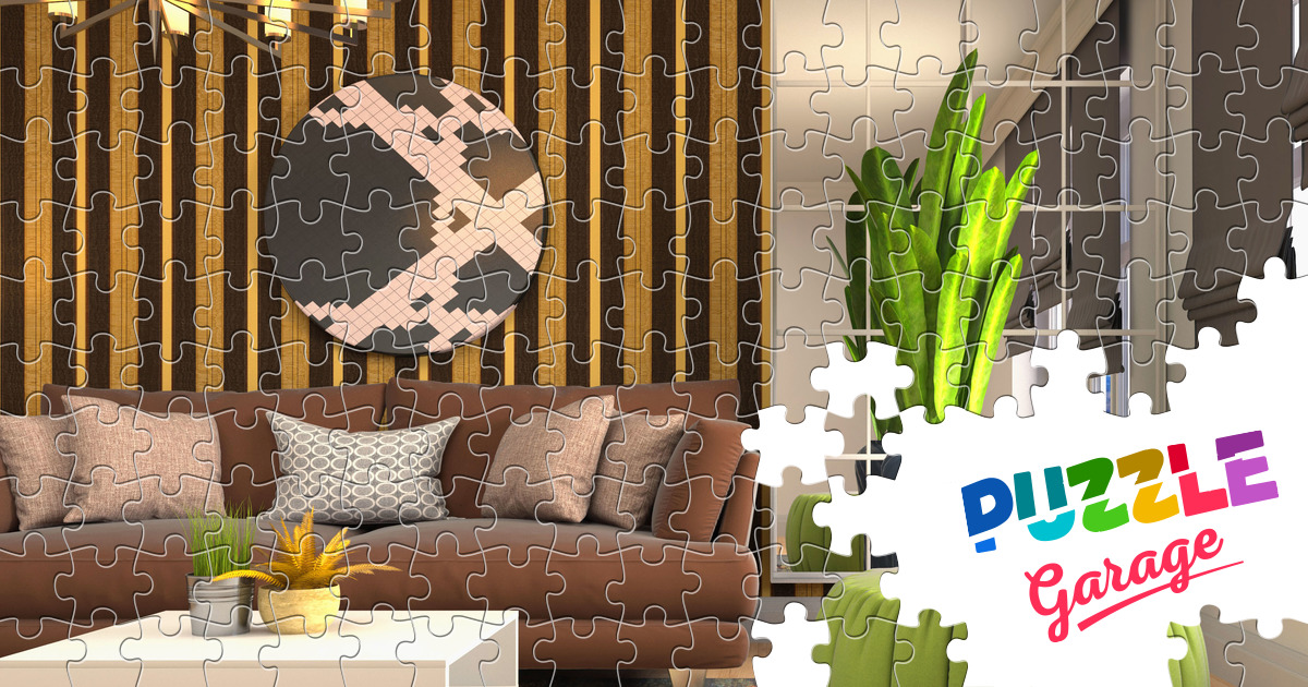 Living room with mirrored wall Jigsaw Puzzle (Home, Interiors) | Puzzle ...