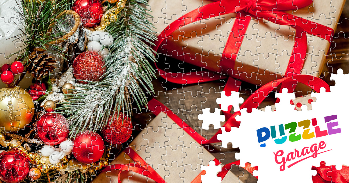 Christmas wreath and gifts Jigsaw Puzzle (Holidays, Christmas) | Puzzle ...