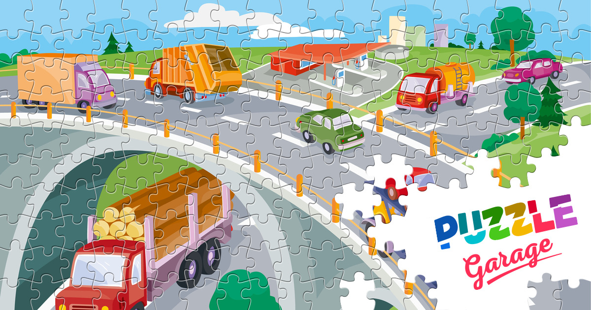 Transport interchange Jigsaw Puzzle (For children, Cartoon Illustrations) | Puzzle Garage