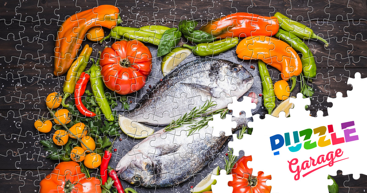Fish and vegetables on the table Jigsaw Puzzle (Home, Food) | Puzzle Garage