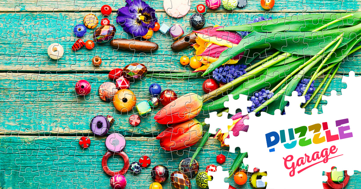 Multicolored beads and flowers Jigsaw Puzzle (Home, Needlework ...